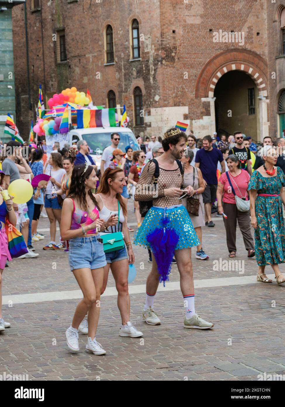 Cremona, Italy - July 6th 2024, Gay Pride lgbt parade, Diverse group ...
