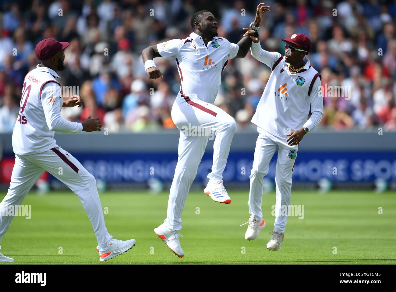 London, England. 10th July 2024. Jayden Seales celebrates taking the ...