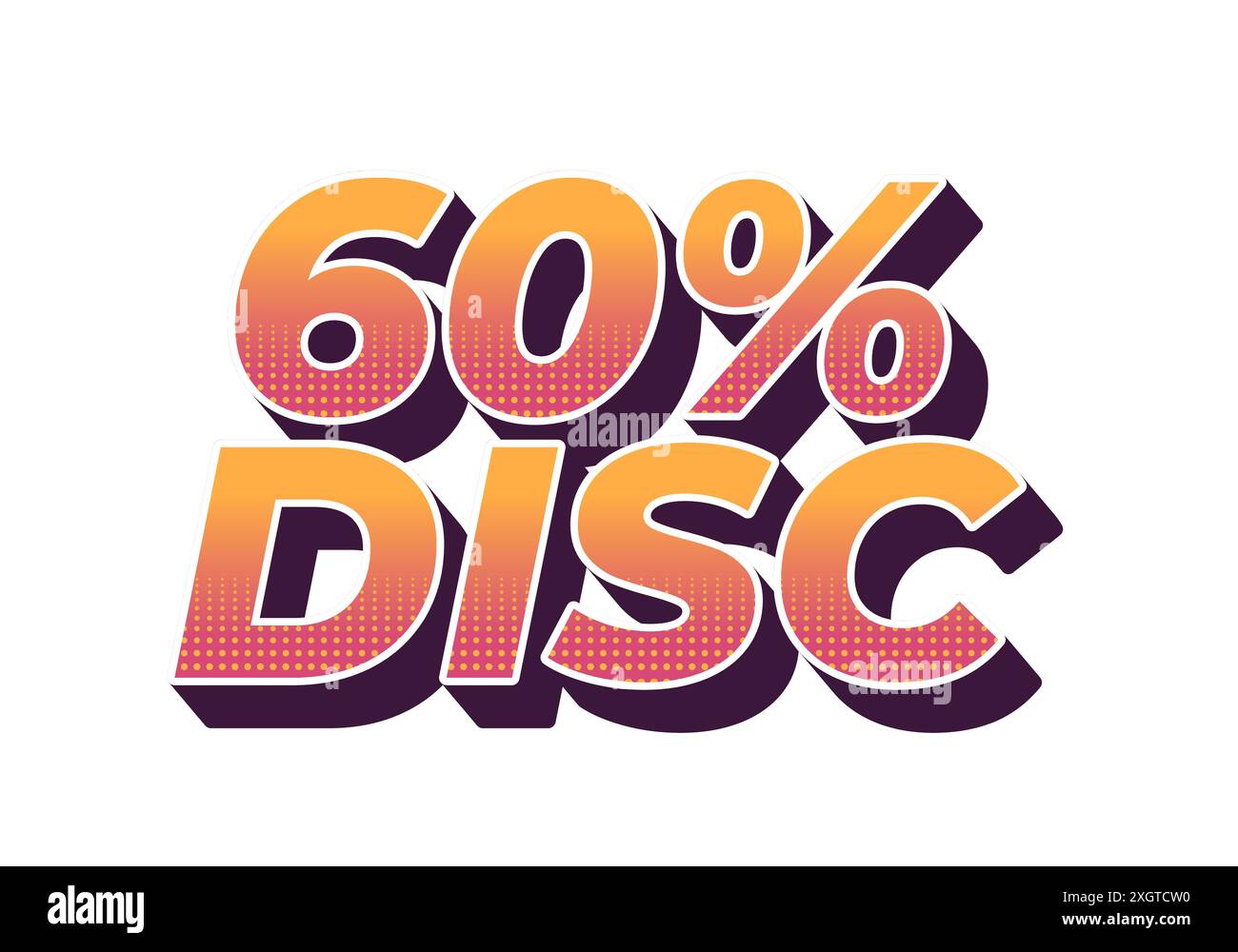 60 percent discount. Text effect design in 3D style with good colors ...