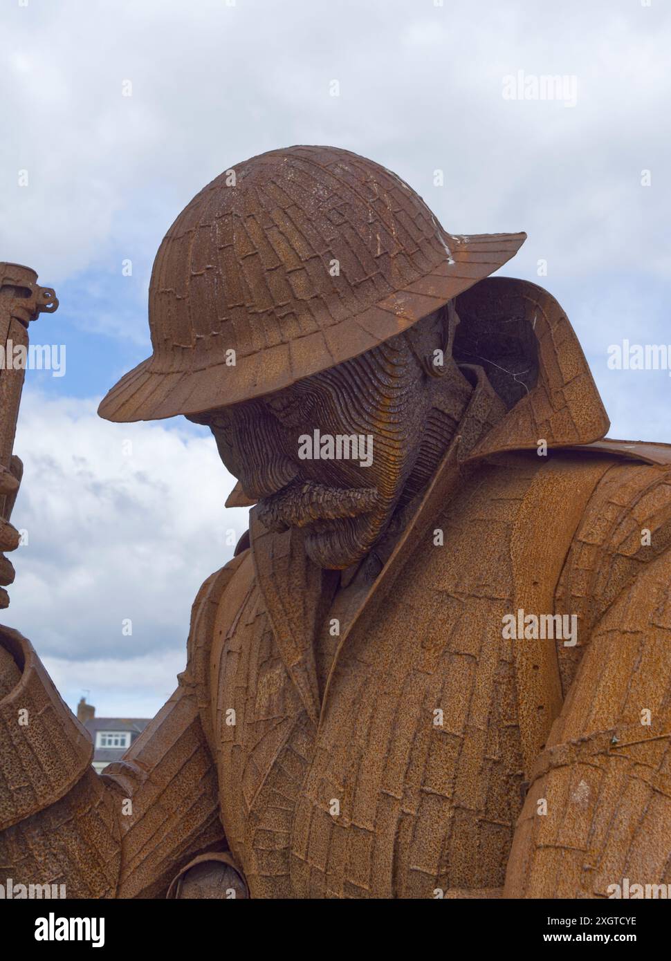 detail of the face of Tommy, statue of a First World War soldier ...