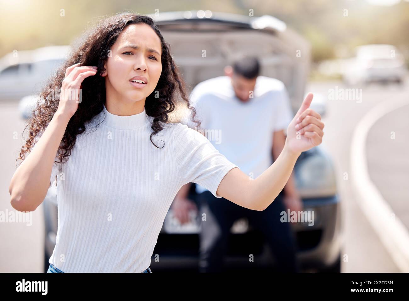 Female tourist car breakdown hi-res stock photography and images - Alamy