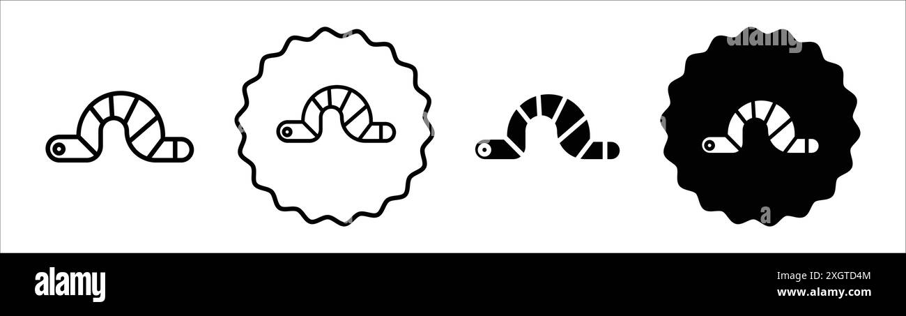 Worm icon logo sign vector outline in black and white color Stock ...