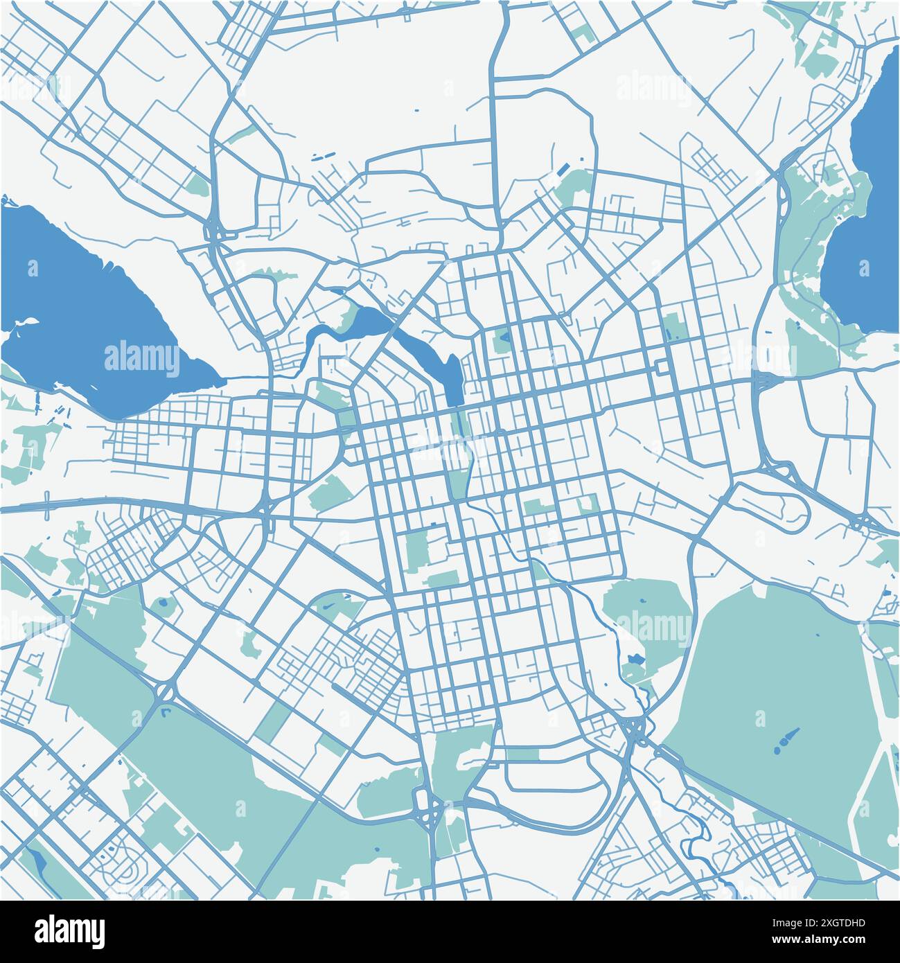 Map of Yekaterinburg in Russia in blue. Contains layered vector with ...