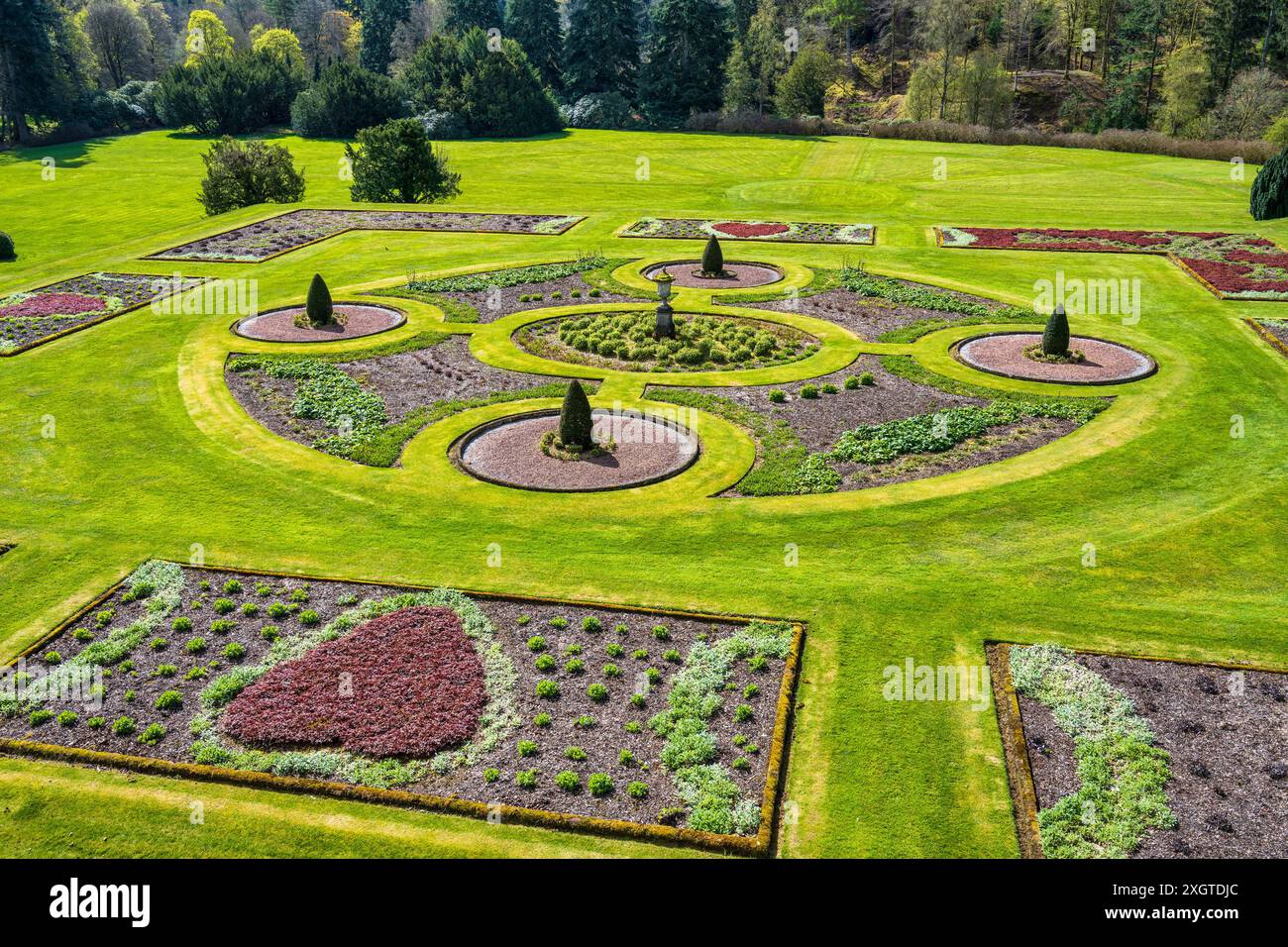 Formal garden known as The Shawl at Drumlanrig Castle and Gardens near ...