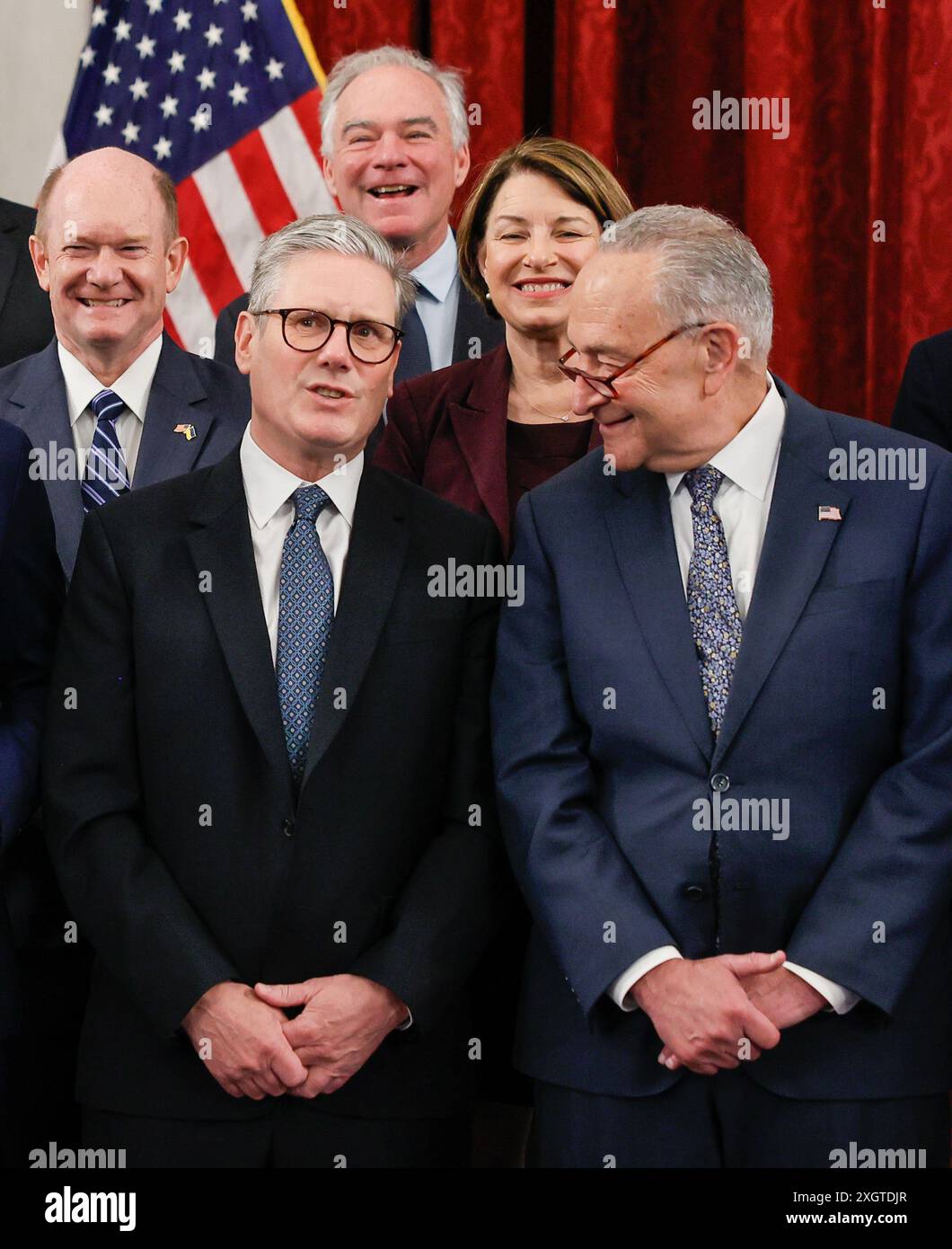 UK Prime Minister Keir Starmer chats with Senate Majority Leader Chuck ...