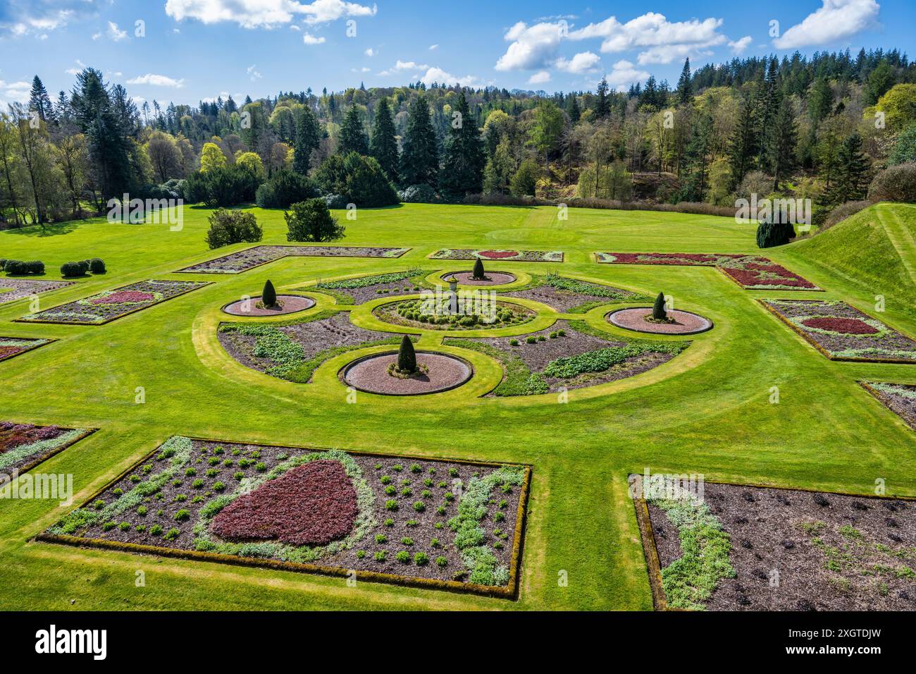 Formal garden known as The Shawl at Drumlanrig Castle and Gardens near ...
