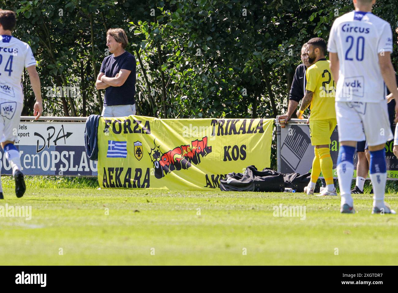 BURGH-HAAMSTEDE, NETHERLANDS - JULY 10: banner of AEK Athens FC during ...