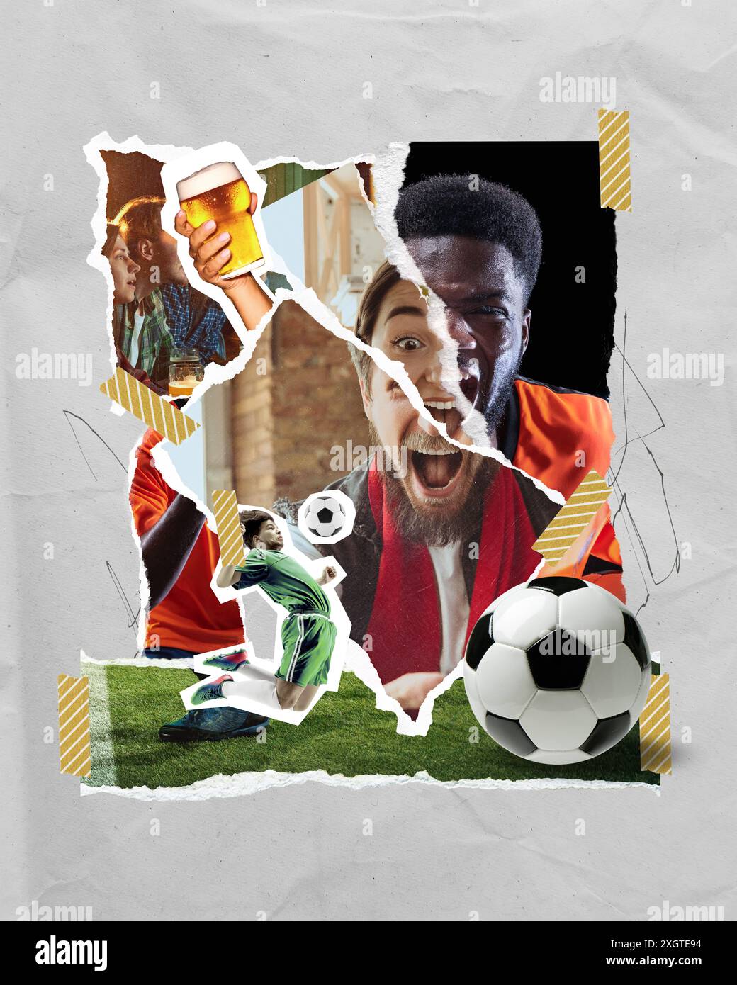 Vibrant collage depicting passion of soccer fans, featuring cheering ...