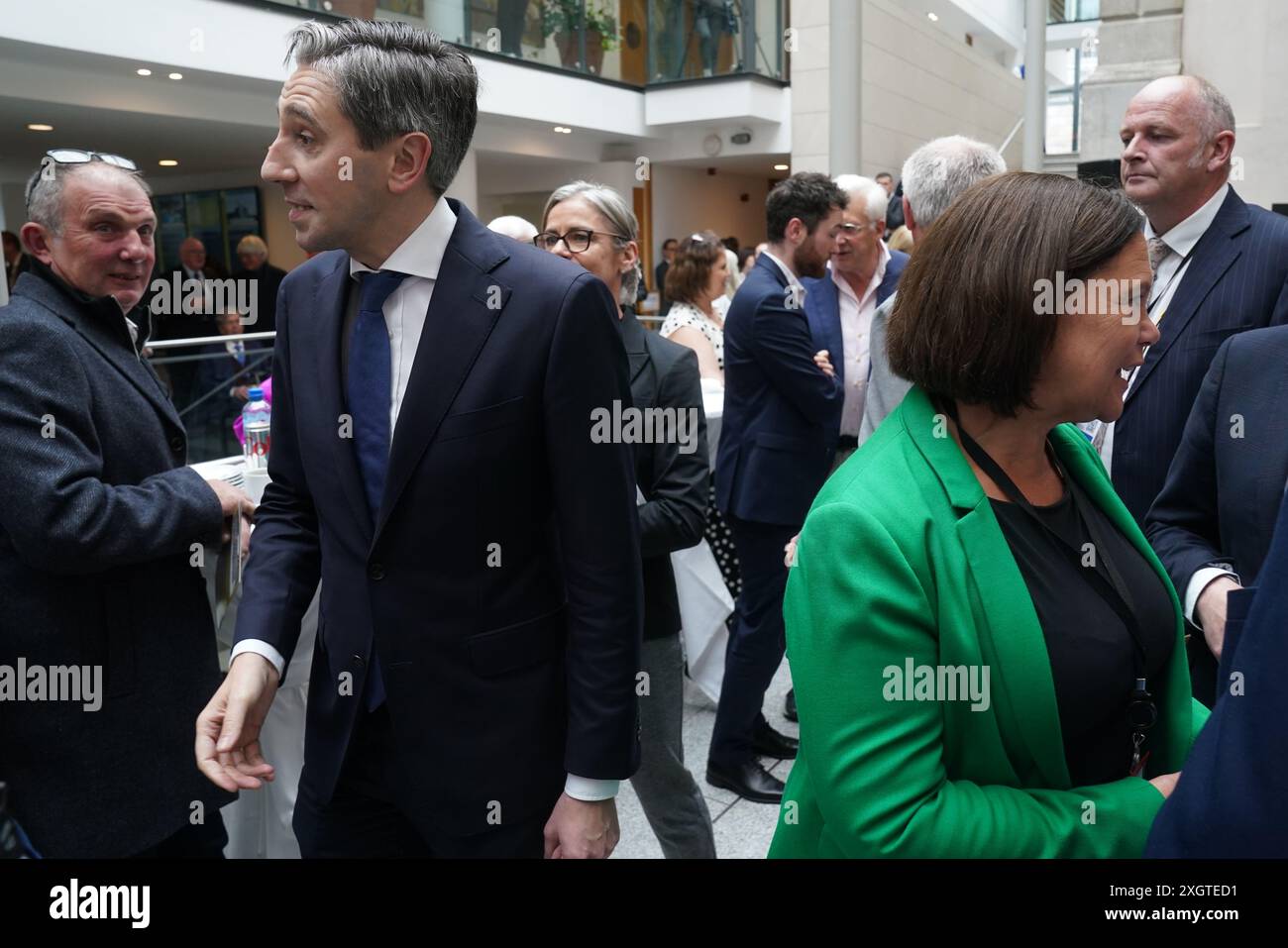 Taoiseach Simon Harris (left) and Sinn Fein's President Mary Lou ...