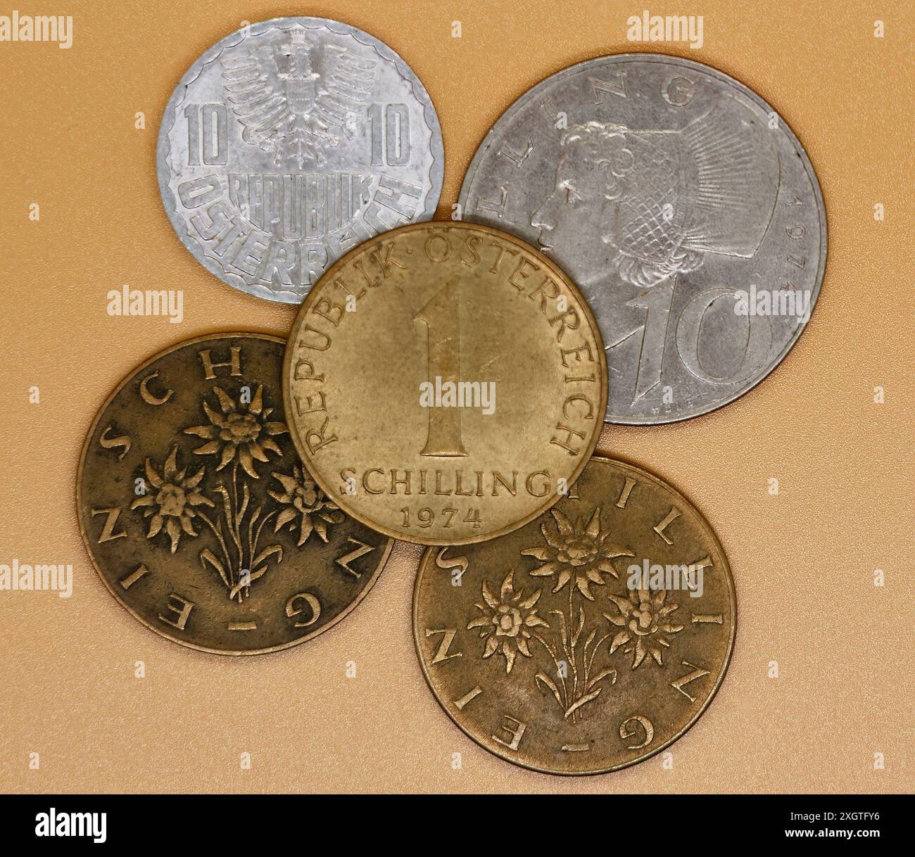 Photo of a variety of pre euro Austrian schilling coins small change ...