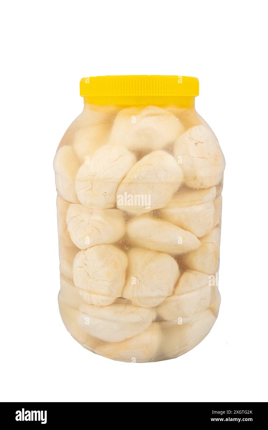 Sheep and goat cheese pickled in a five-pound container. Ready-to ...