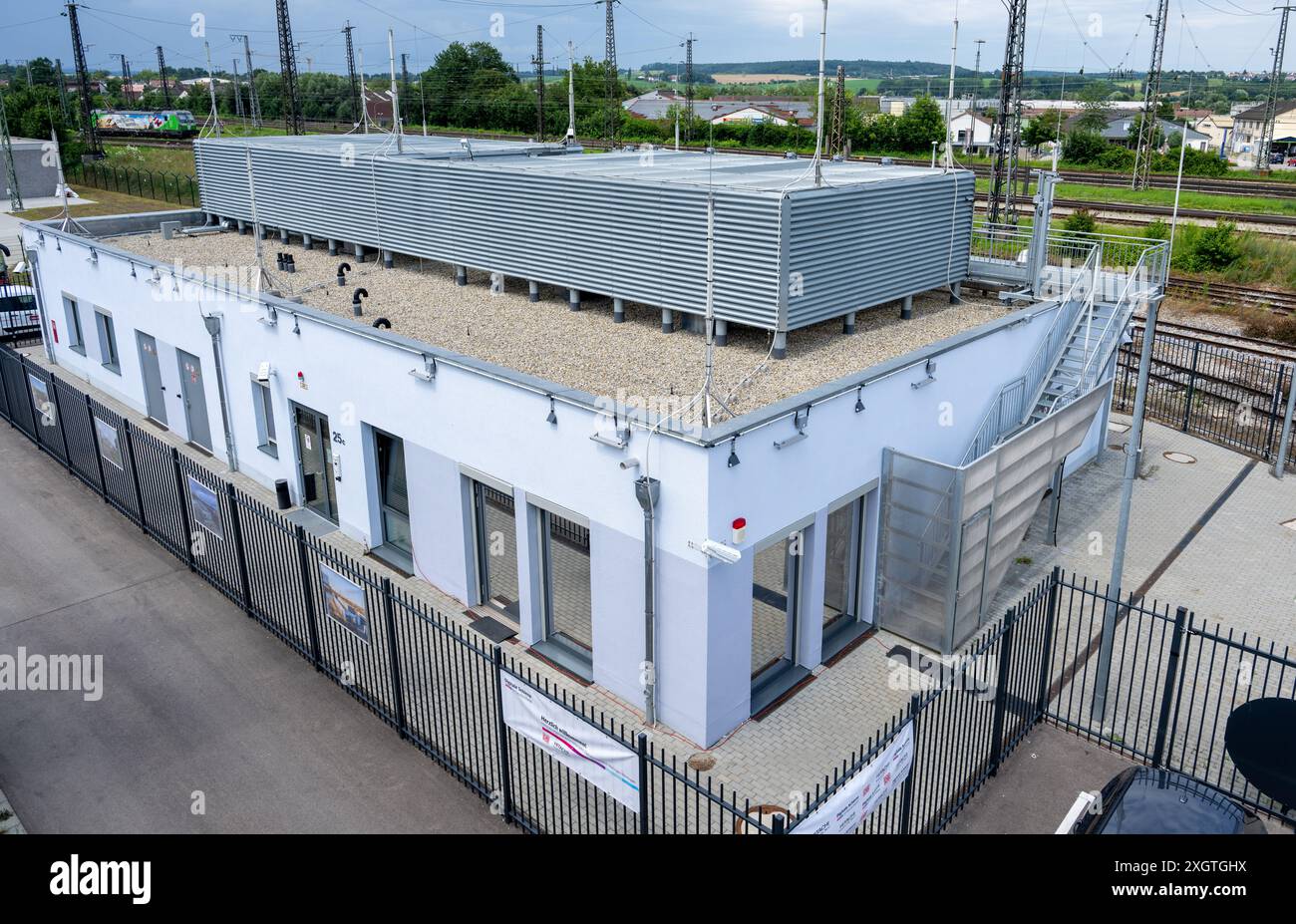 10 July 2024, Bavaria, Donauwörth: The new signal box at the station is ...