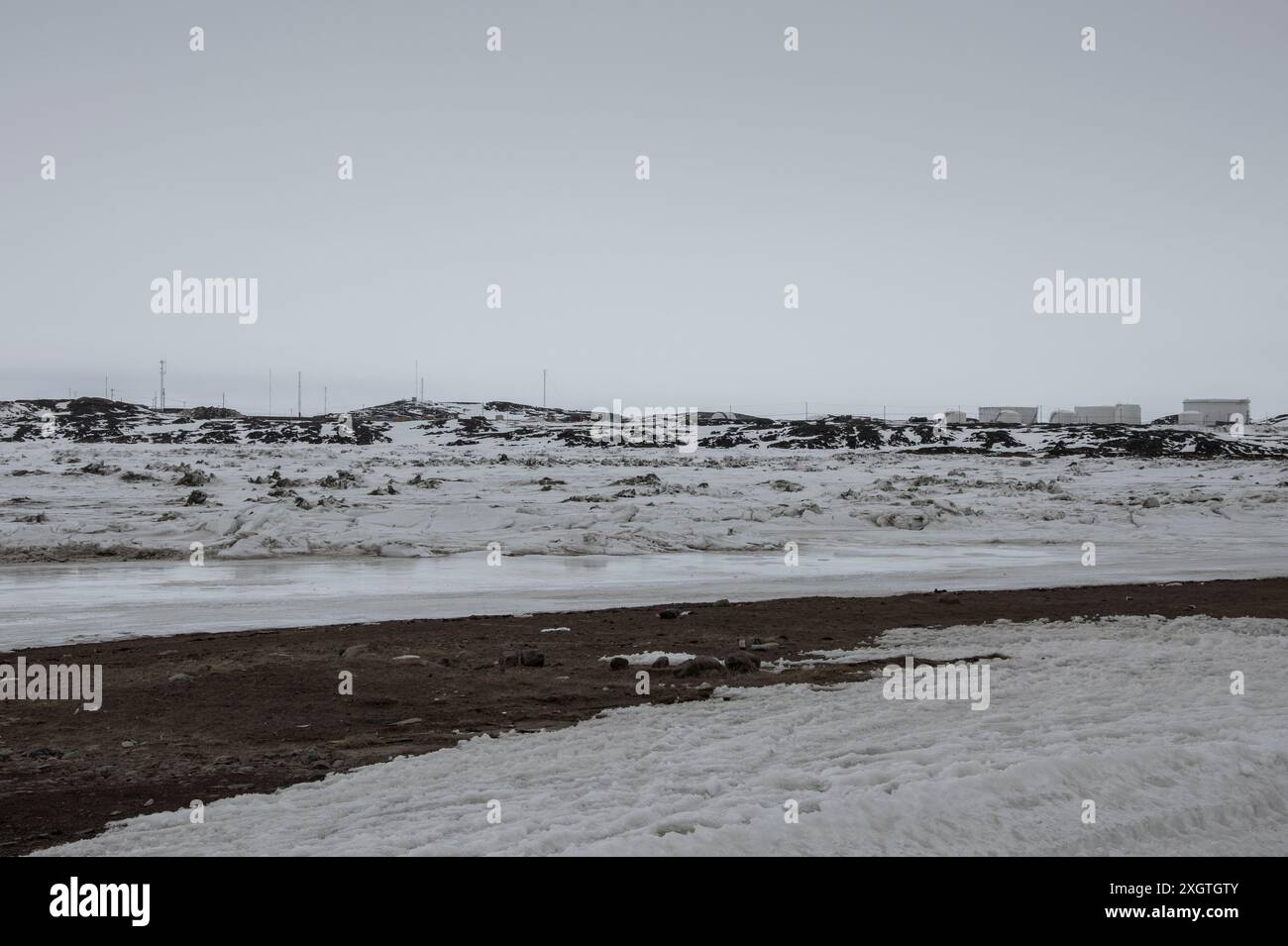 View of ice mounds on Frobisher Bay in Iqaluit, Nunavut, Canada Stock Photo - Alamy