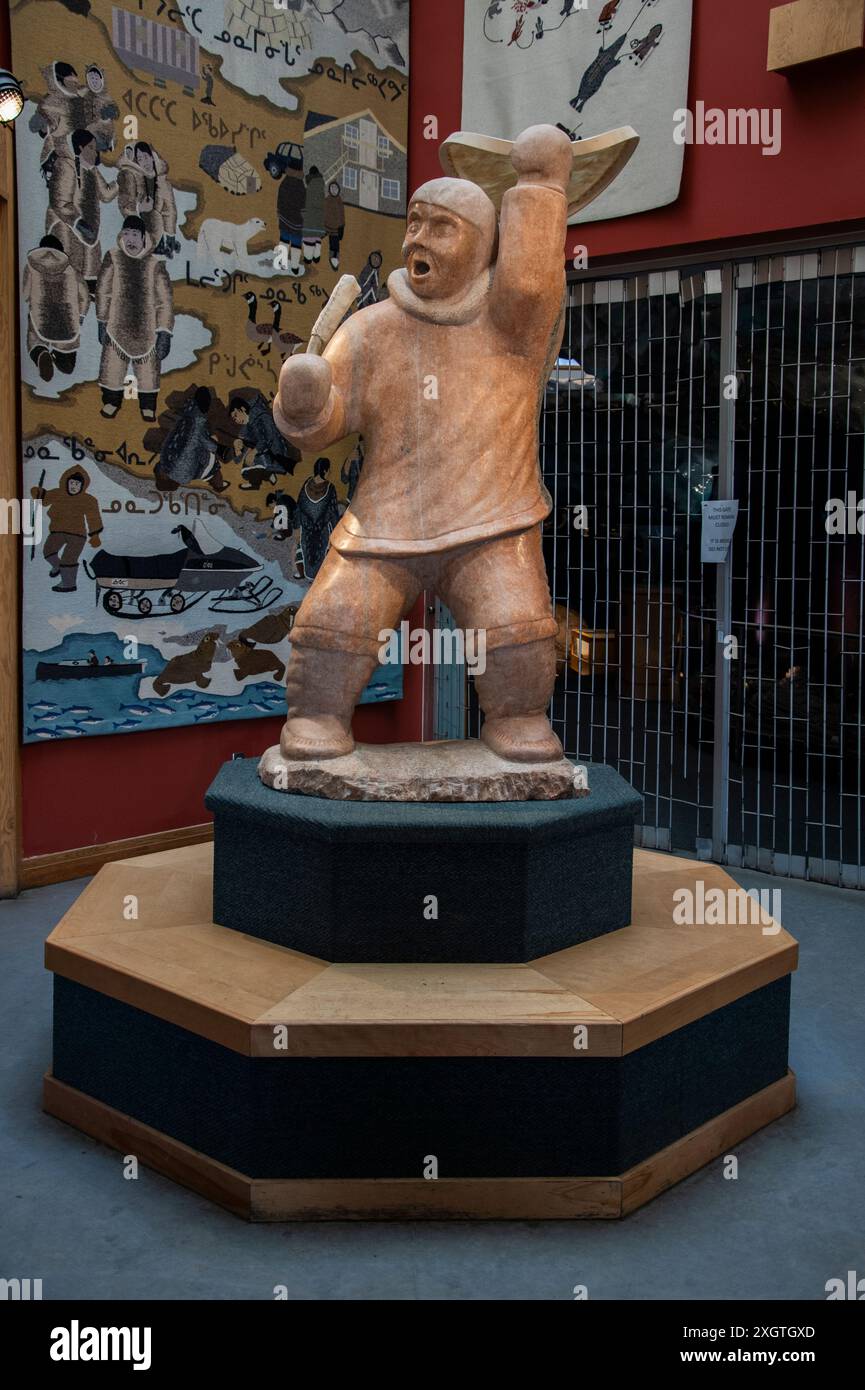 Marble stone sculpture of the Drum Dancer at Unikkaarvik Visitor's ...