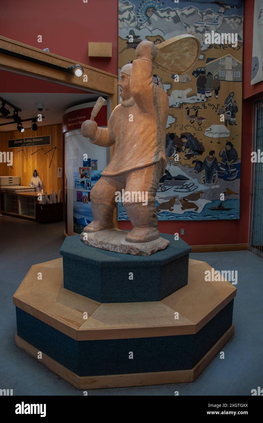 Marble stone sculpture of the Drum Dancer at Unikkaarvik Visitor's ...