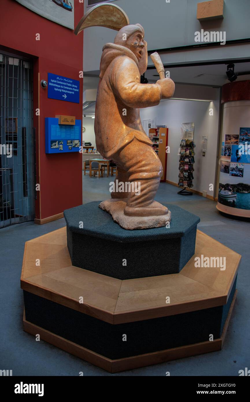 Marble stone sculpture of the Drum Dancer at Unikkaarvik Visitor's ...