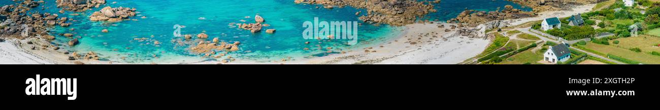 Aerial view of Pontusval beaches. Plounéour-Brignogan-Plages, France ...