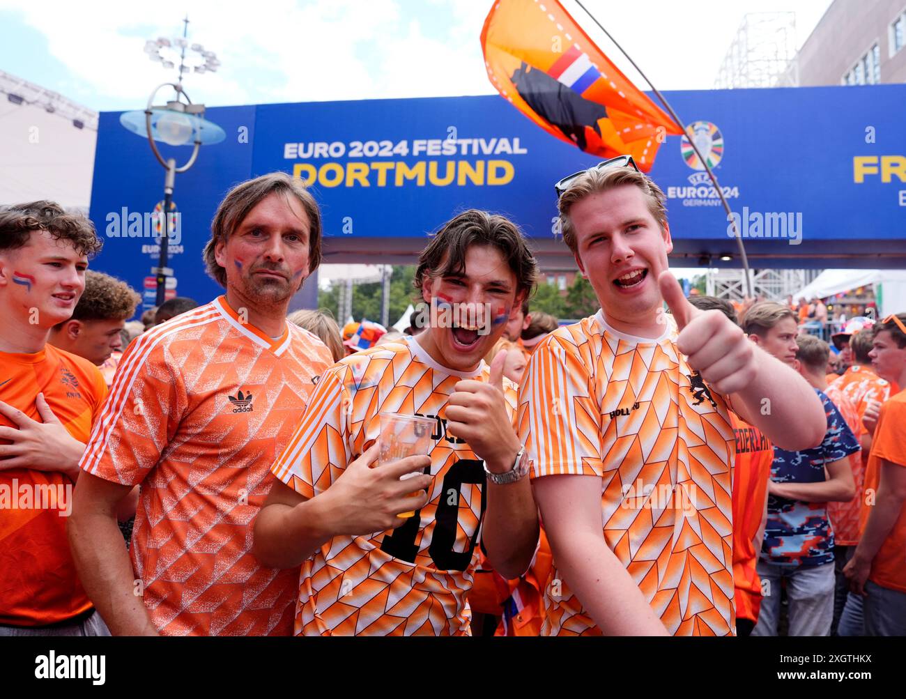 Netherlands fans at the fan festival in Dortmund ahead of the UEFA Euro ...