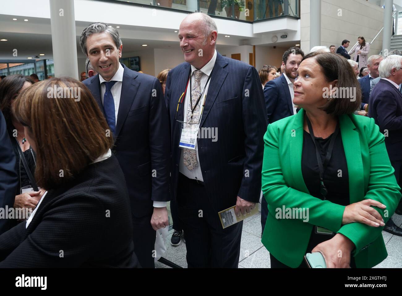 Taoiseach Simon Harris (left) and Sinn Fein's President Mary Lou ...