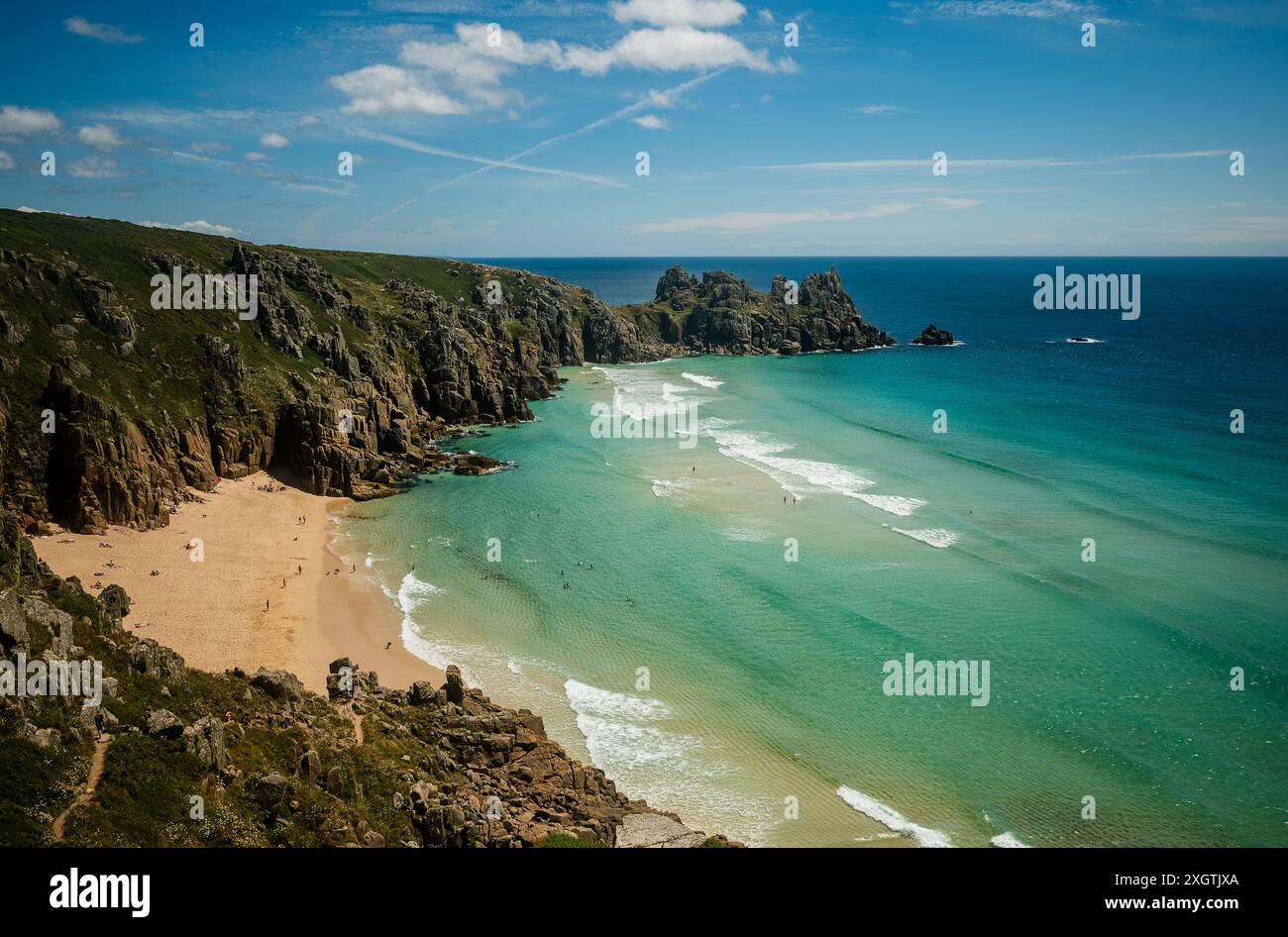 Pedn Vounder Beach looking stunning on a beautiful summers day in ...