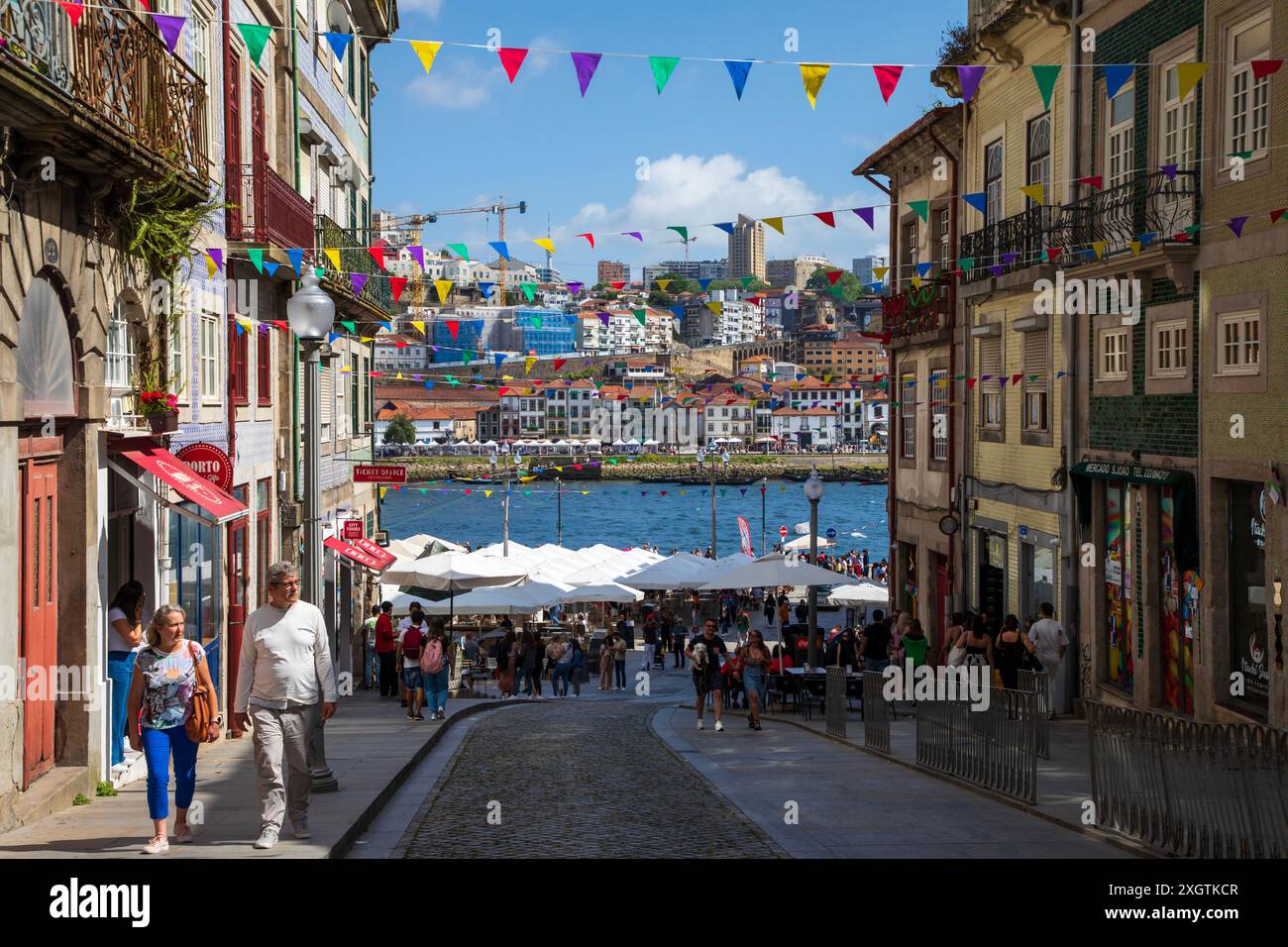 Porto, Portugal - 15th June 2024; Cais da Ribeira, famous tourist area ...