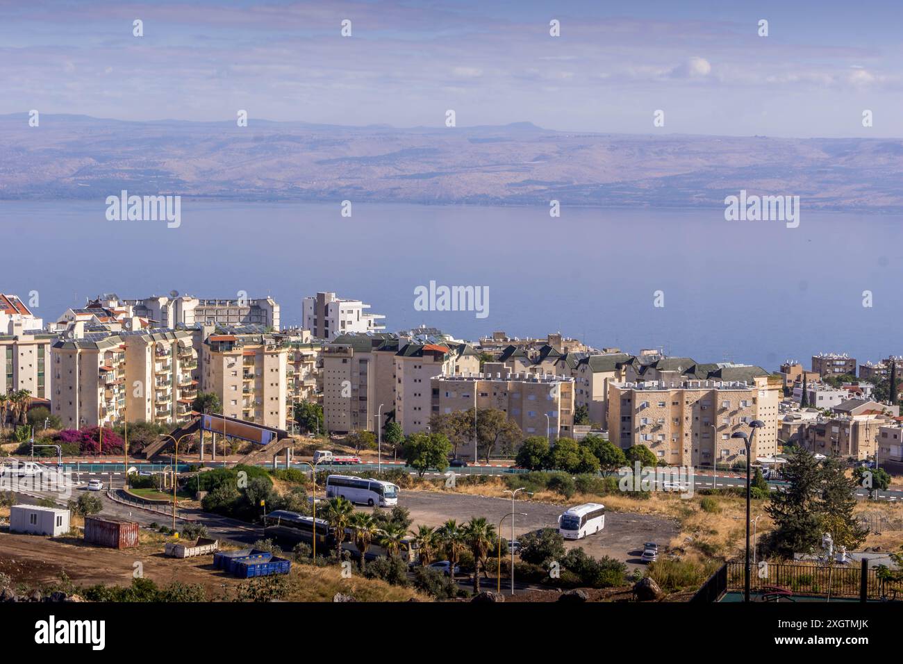 The panorama view of Tiberias, the Israeli city on the Sea of Galilee ...