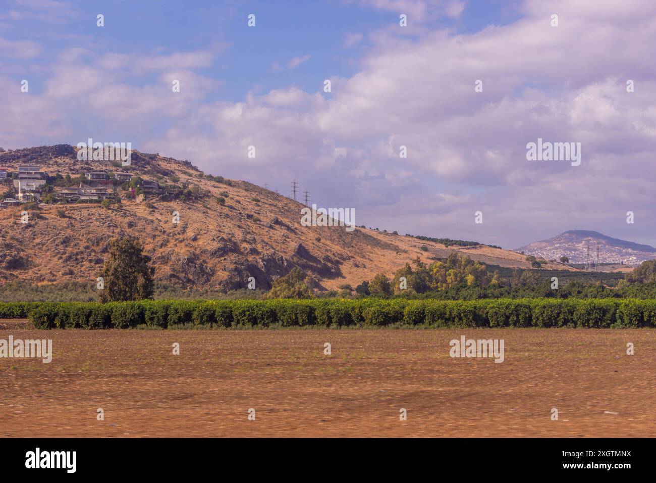 The scenic farm field in the northern part of Israel, at the border ...