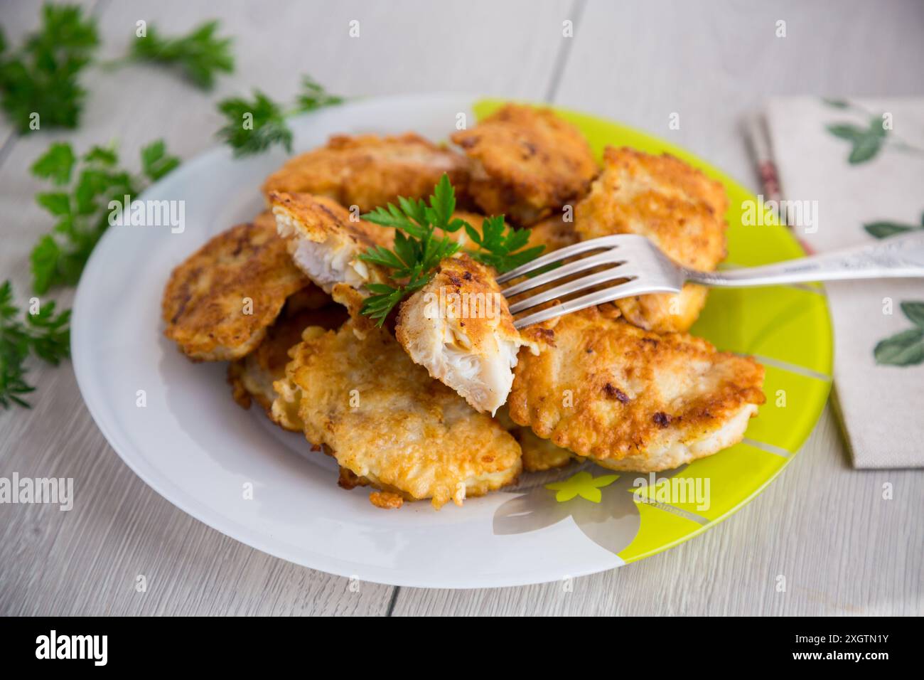 crispy golden fish fillet fried in batter Stock Photo - Alamy