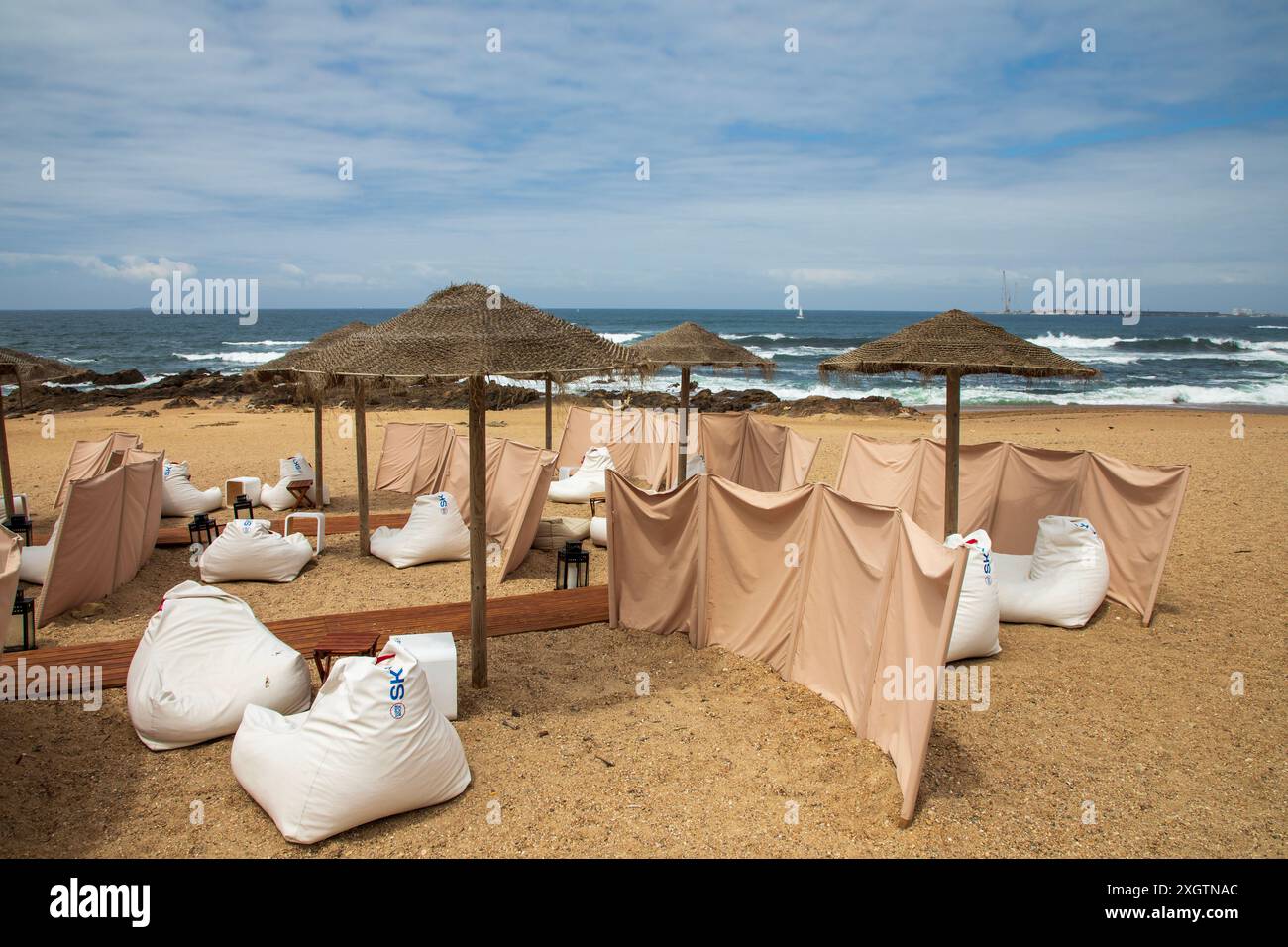 Porto, Portugal - 16th June 2024; Beach bar along the rugged coast near ...