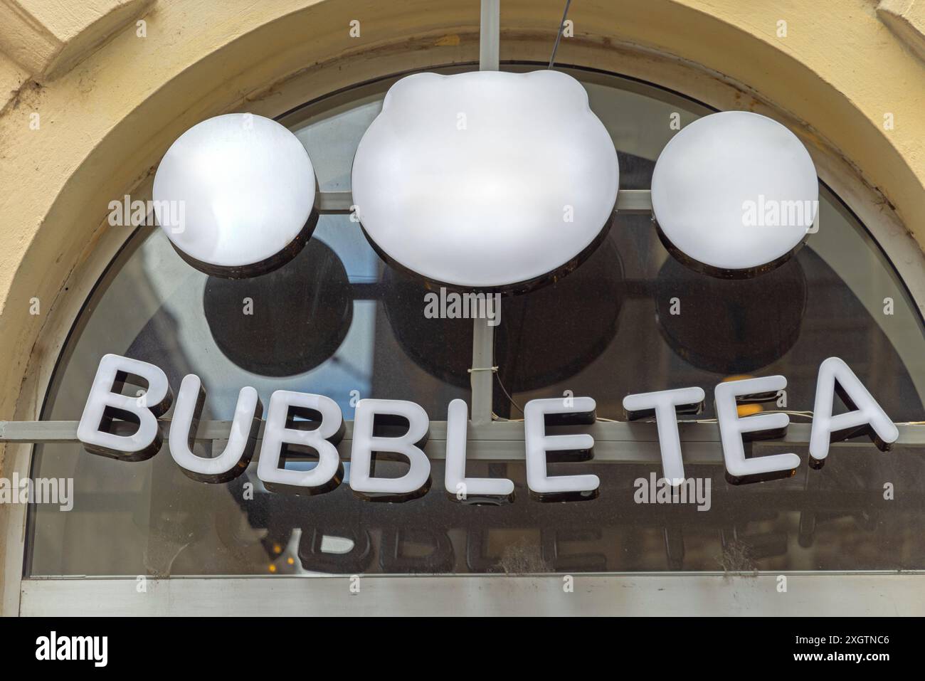 3d Bubble Tea Sign at Modern Boba Shop Stock Photo - Alamy