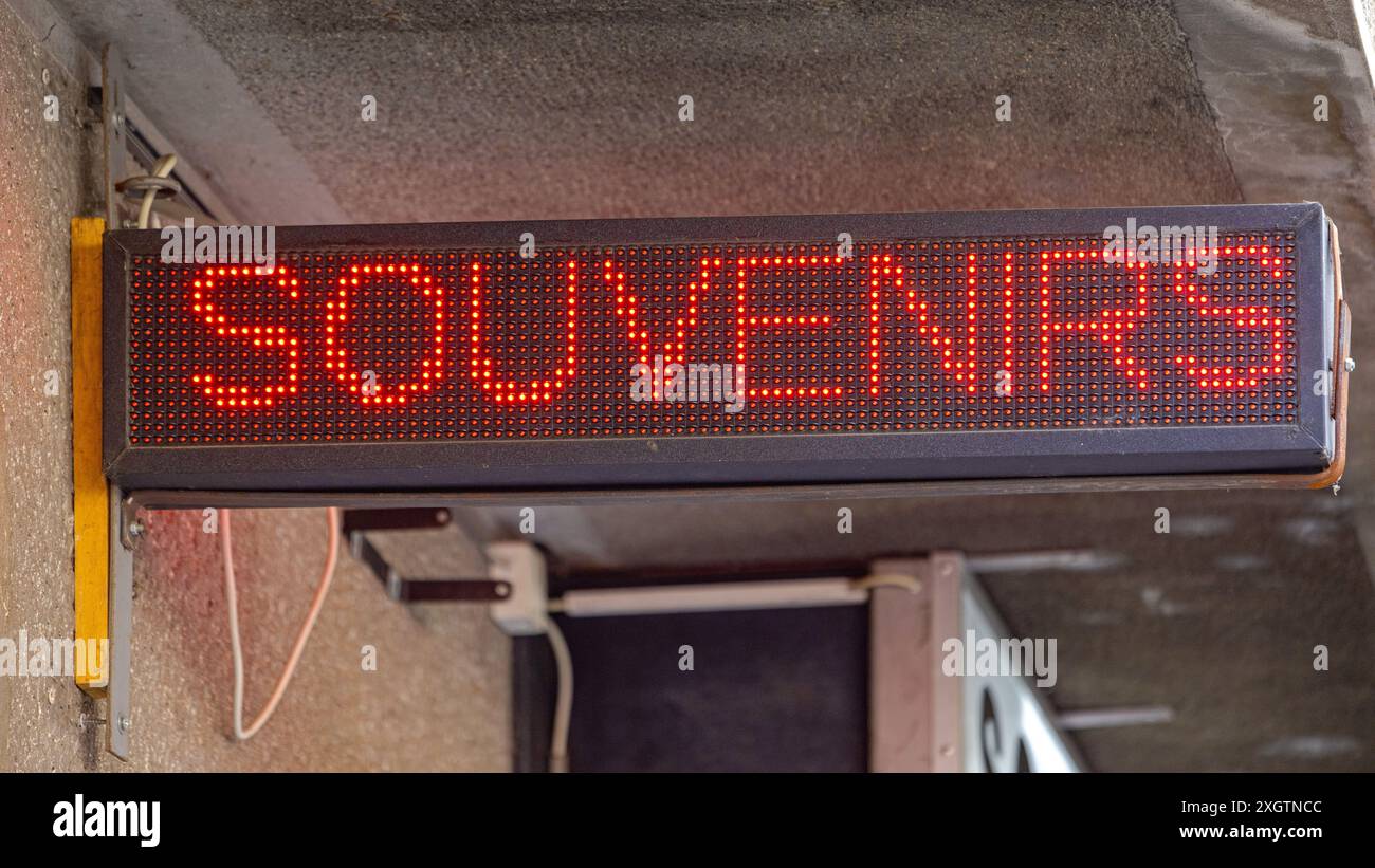 Red Led Electronic Digital Sign Board at Souvenirs Shop in City Stock ...