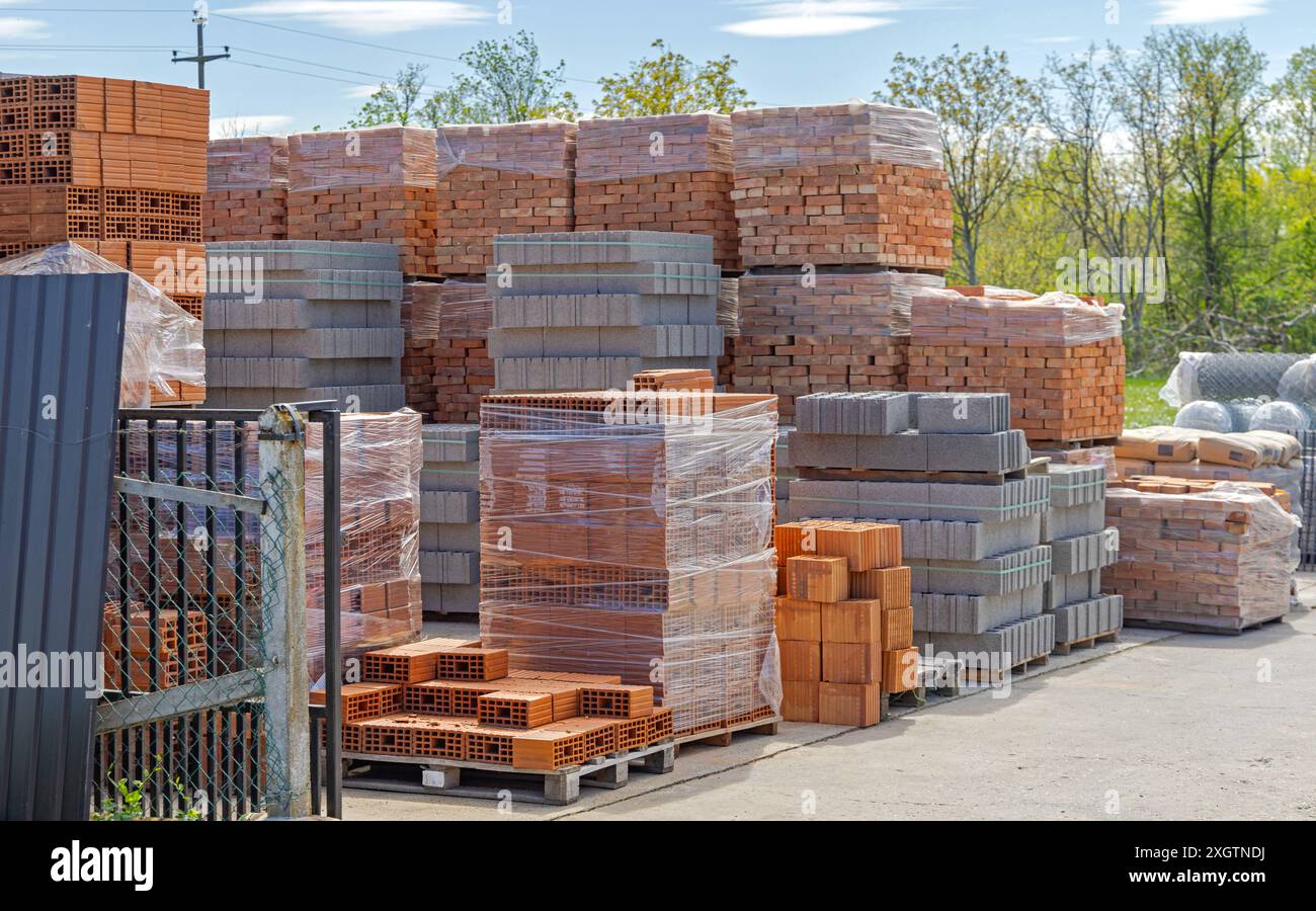 Bricks Blocks Sacks at Pallets Construction Material Open Storage ...