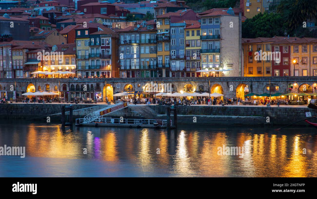 Porto, Portugal - 16th June 2024; Cais da Ribeira, famous tourist area ...