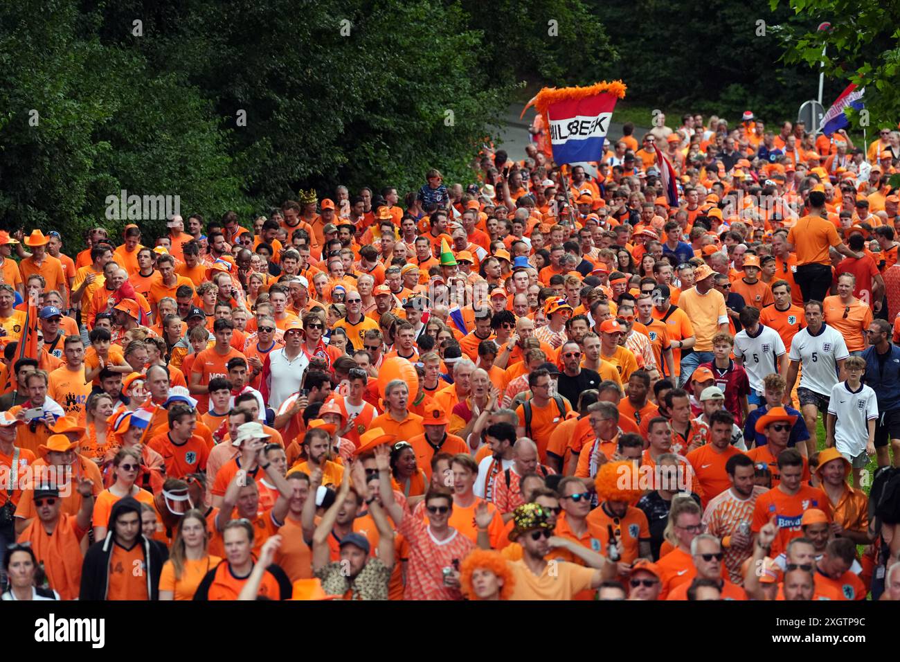 The Netherlands fans make their way to the stadium ahead of the UEFA ...