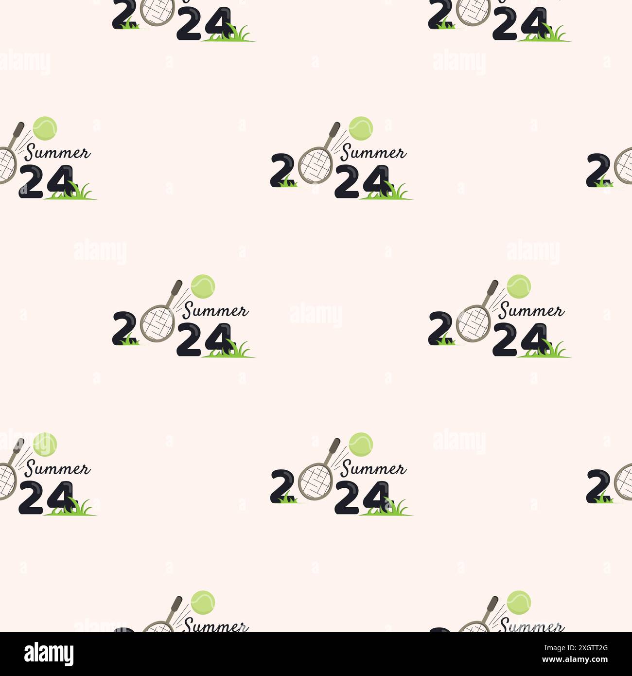 Vector seamless pattern with tennis racket and ball. Summer 2024 ...