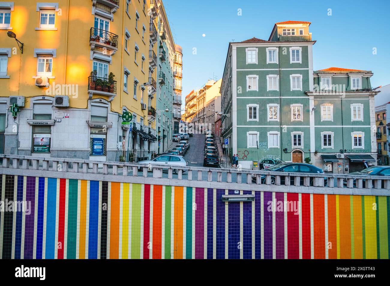 Spectrum of colors on a wall in Lisbon, Portugal Stock Photo - Alamy