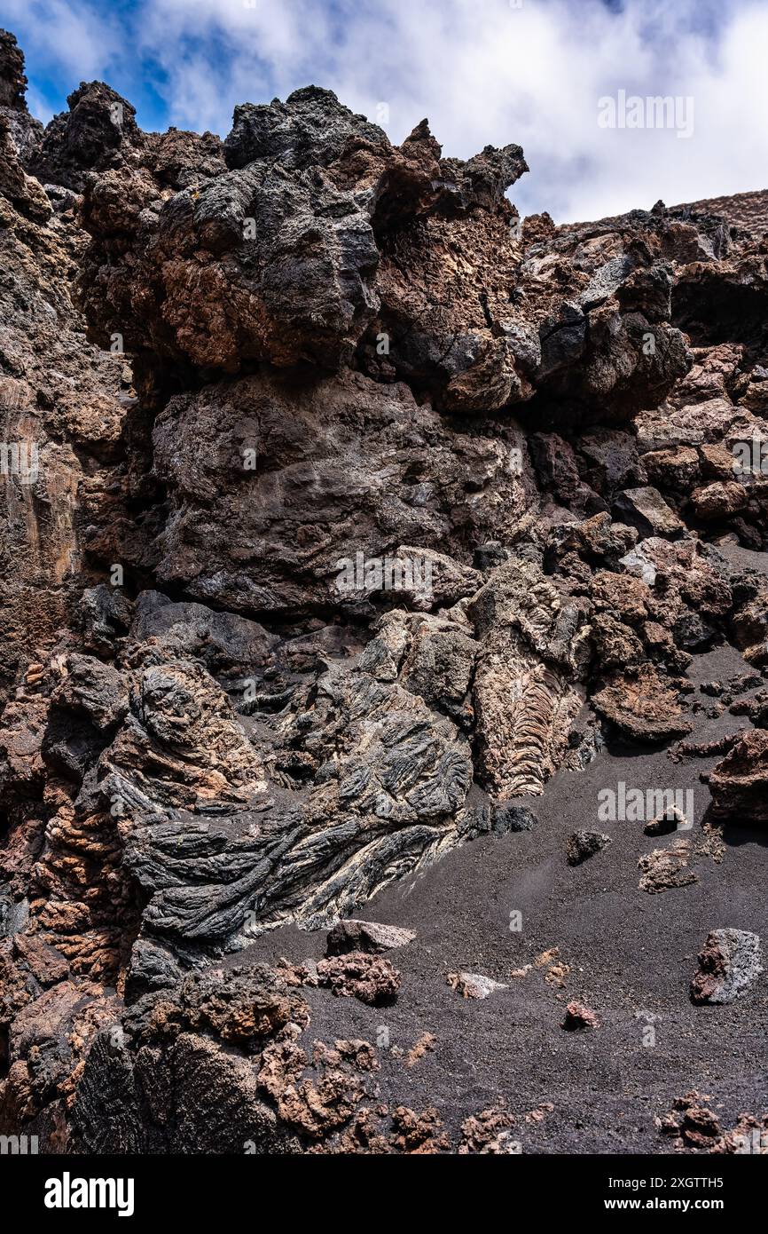 A recent volcanic rock formed by lava cooling on the island of La Palma ...