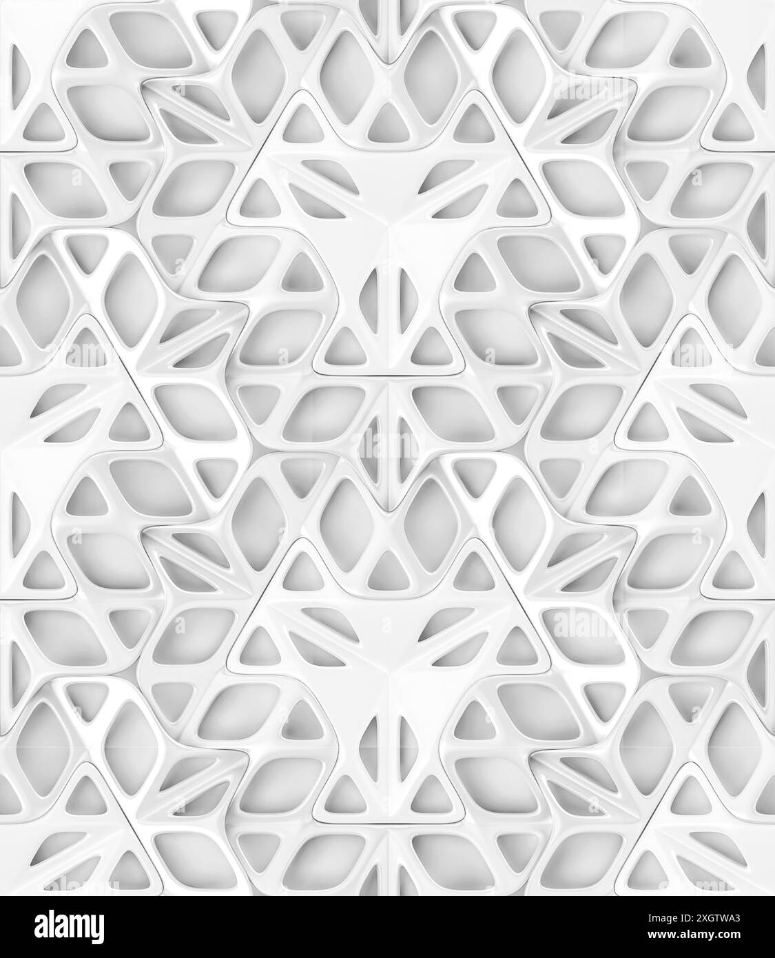 White 3D illustration bionic shape tiles on white background. High ...
