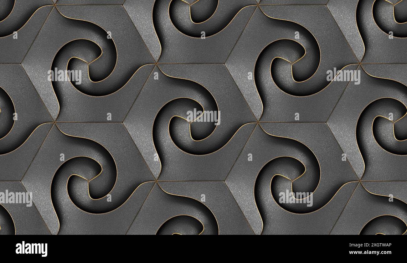 3d wooden spiral panels, hexagon, eco panels natural background Stock ...