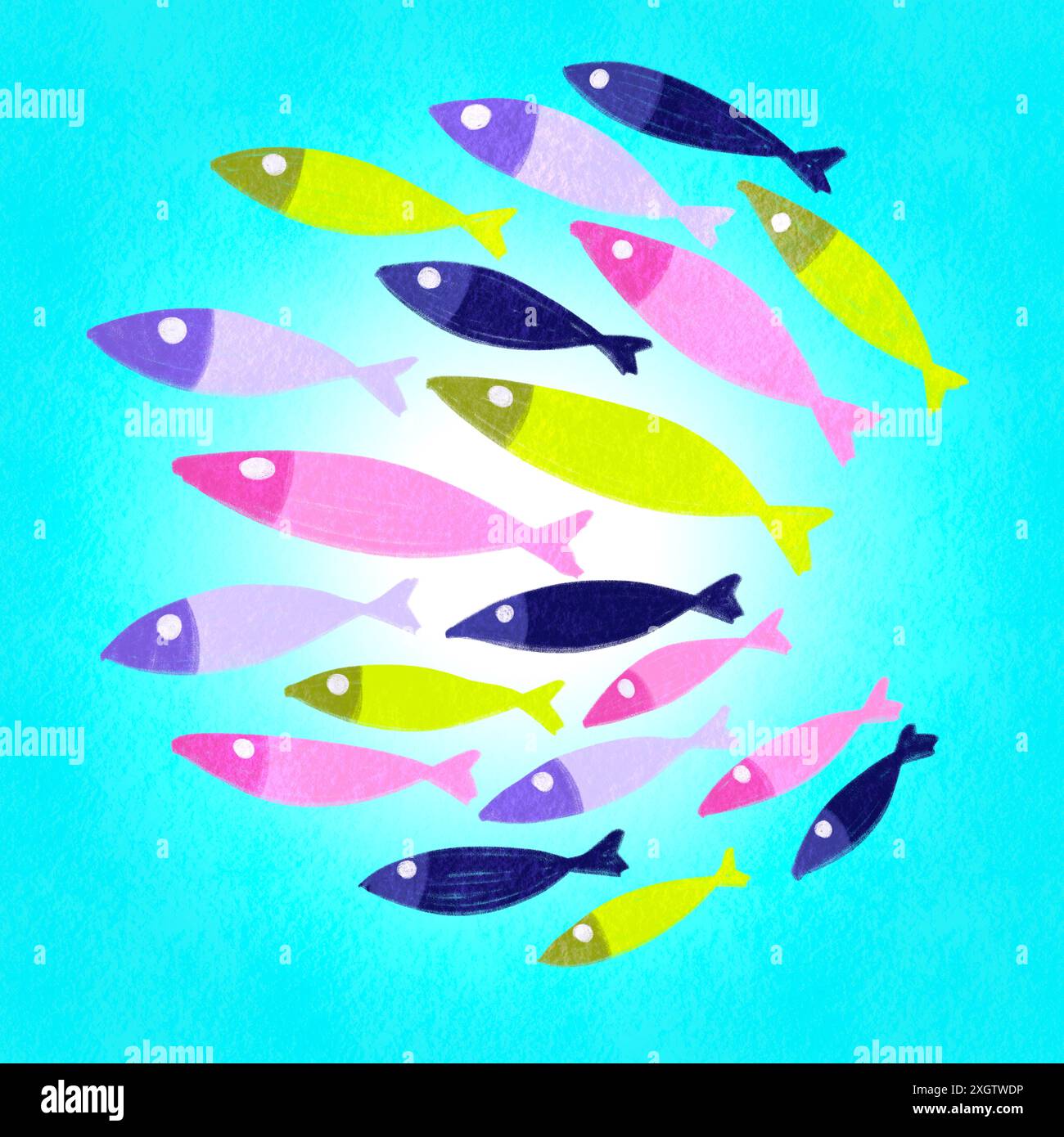 An artistic representation of colorful paper fish arranged in a ...