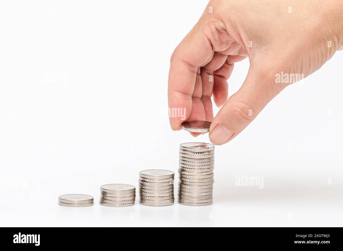 Bank counting stacks of money hi-res stock photography and images - Alamy