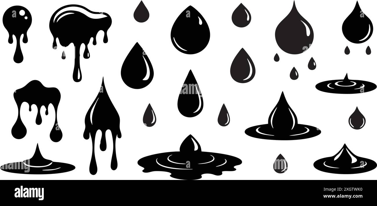 Water Drops Set Different types on white background Stock Vector Image ...