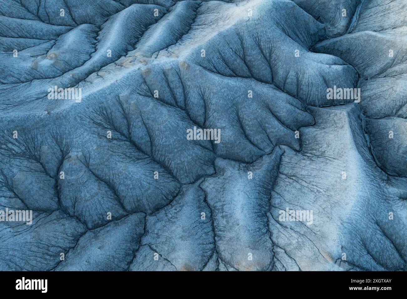 Overhead shot capturing the intricate textures and formations of blue ...