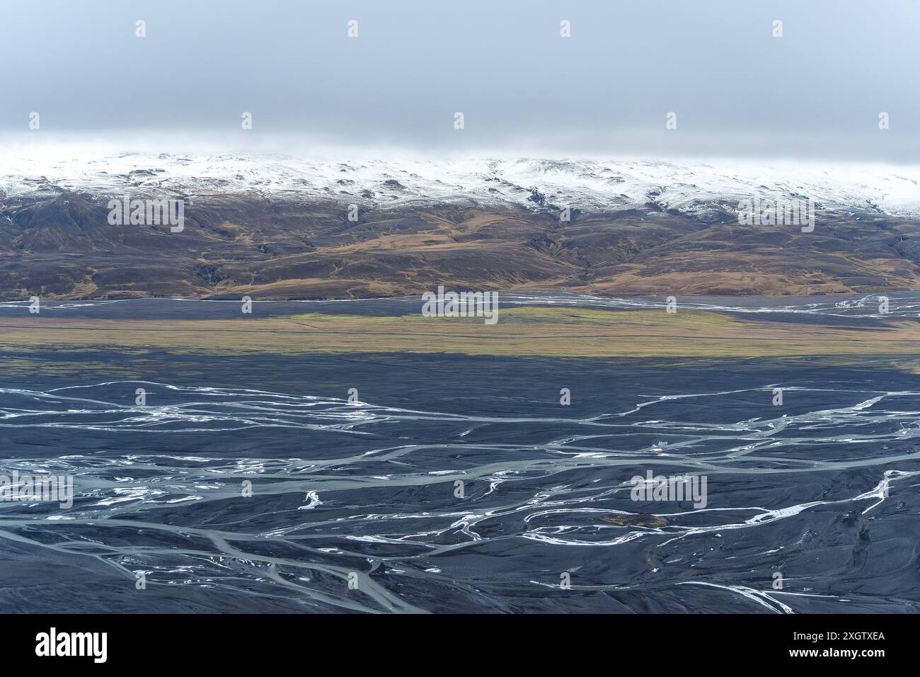 This aerial shot captures the stunning diversity of Iceland’s ...
