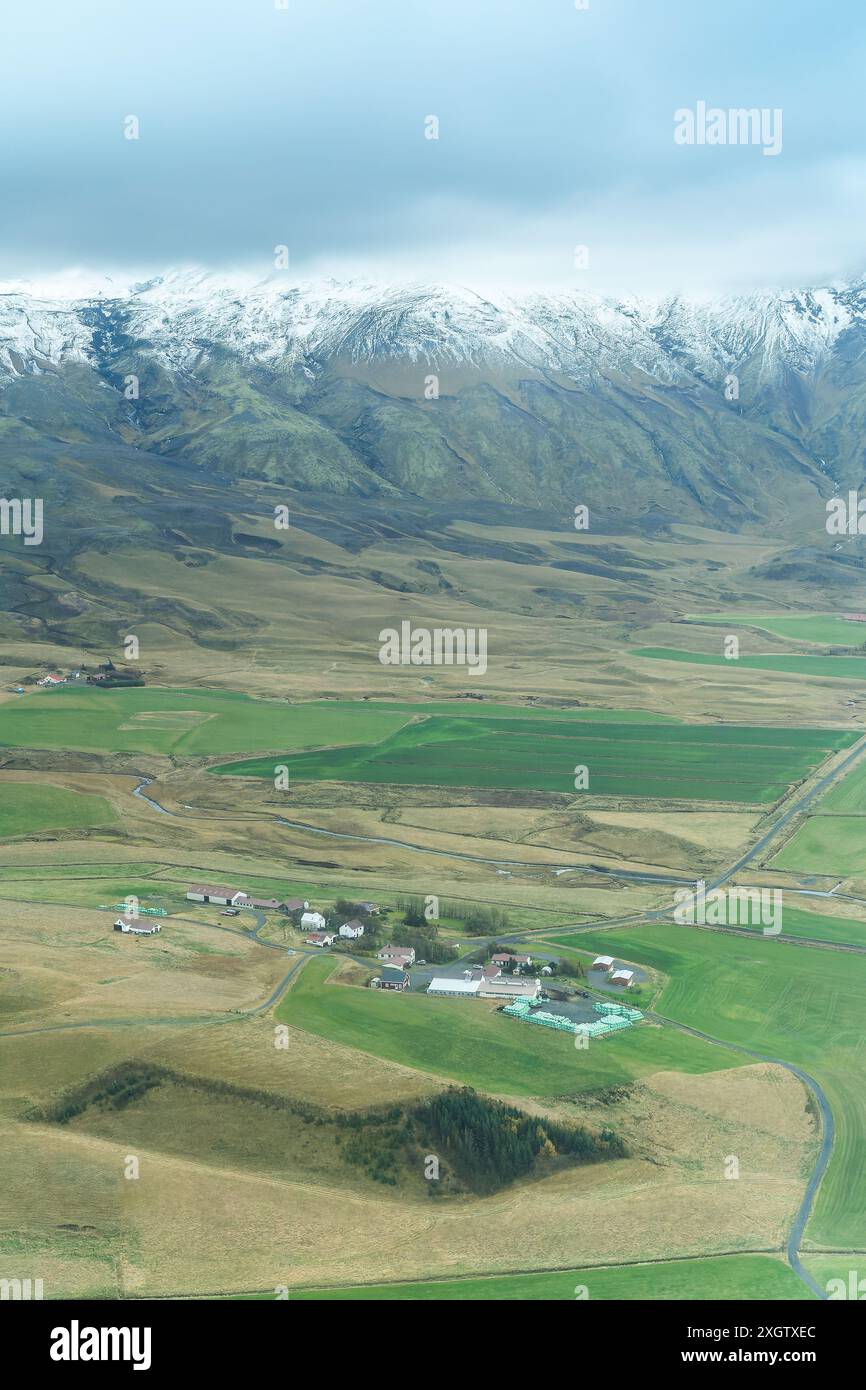 This aerial shot showcases the stark contrast in Iceland's terrain ...