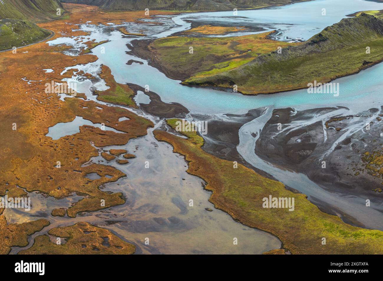 An aerial shot capturing the extraordinary textures and vibrant colors ...