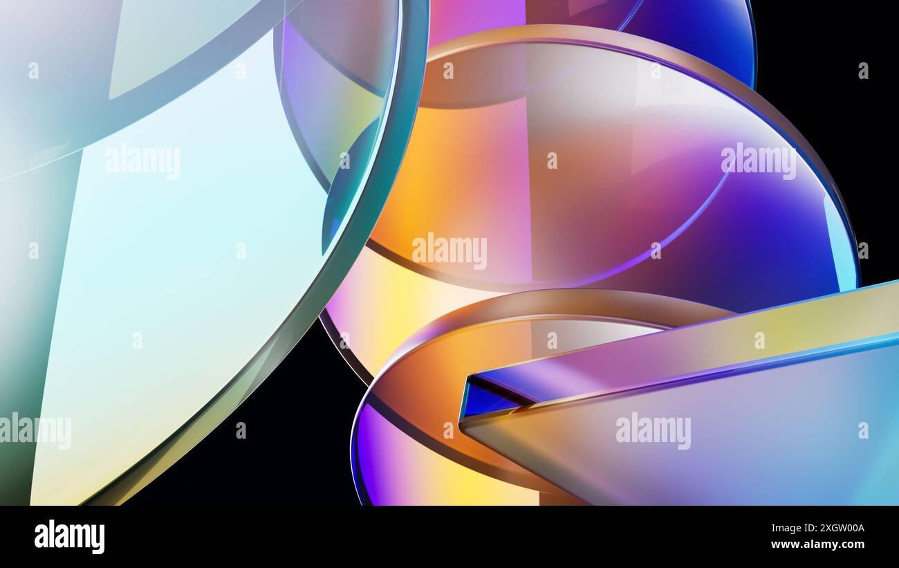 A vivid depiction of intertwined 3D glass shapes, showcasing vibrant ...