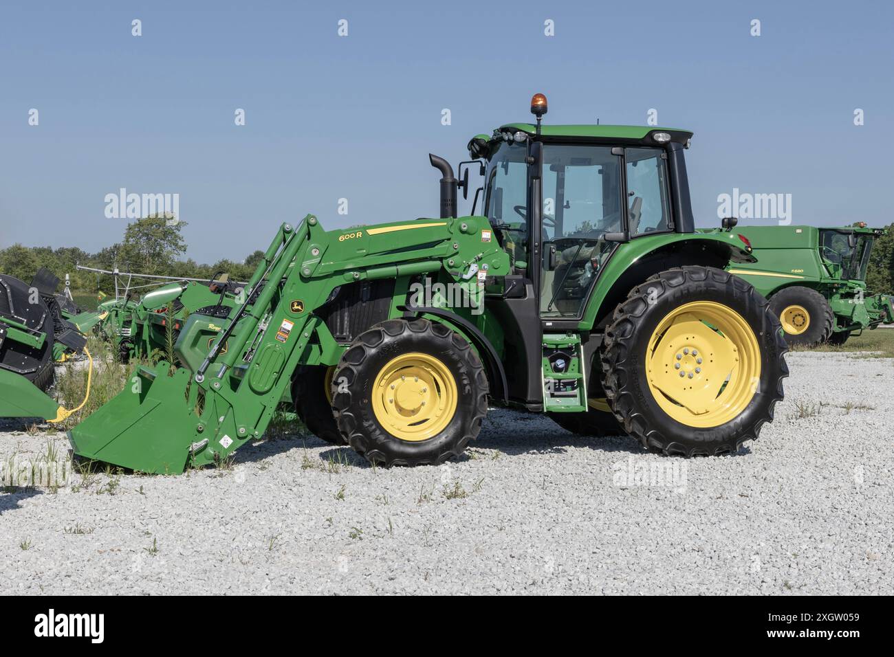 Atlanta - July 7, 2024: John Deere tractor. Deere manufactures ...
