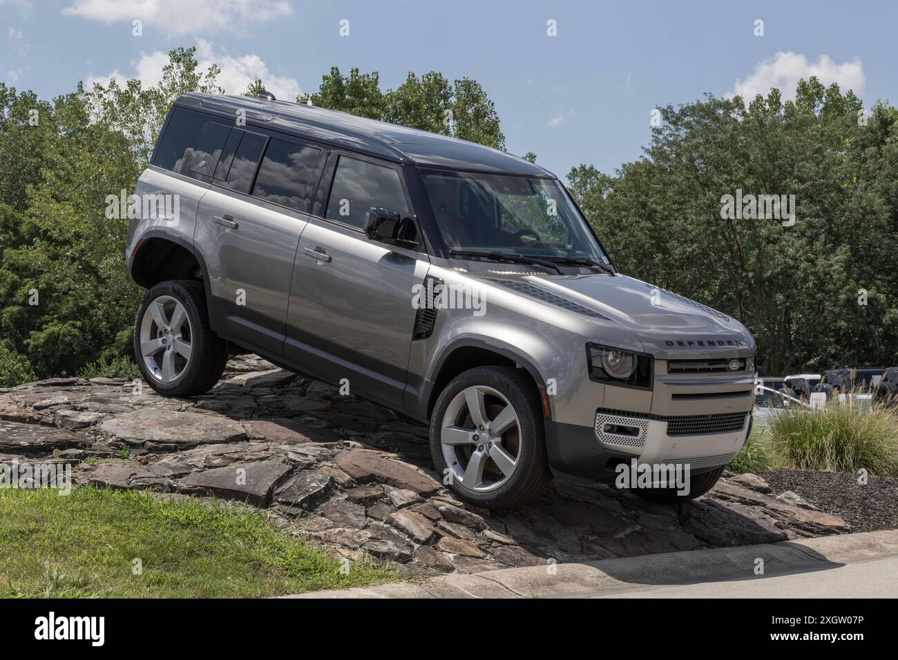 Indianapolis - July 7, 2024: Land Rover Defender 110 SE display. Land ...