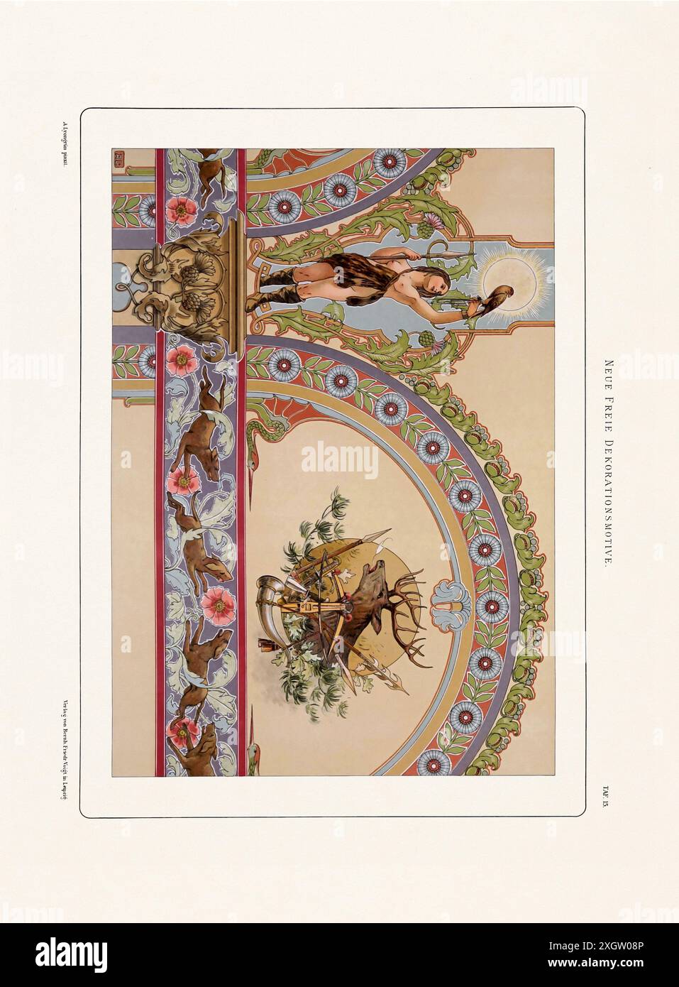 Vintage floral design in Art Nouveau style. Illustration from a German ...